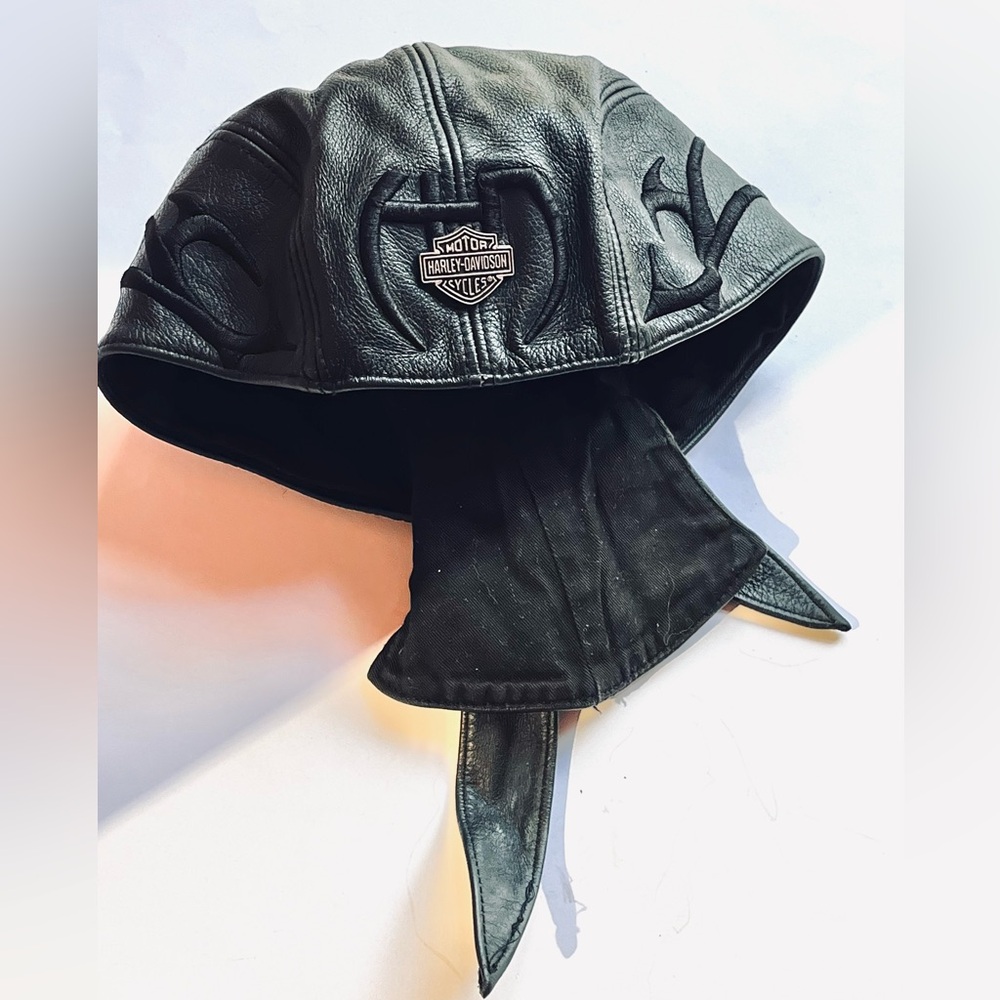 Vintage Harley Davidson Leather Skull Cap Head Doo Ra… - Gem